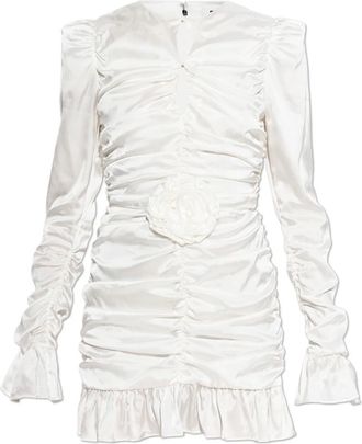Rotate Rotate Birger Christensen, Femme, Robes, Blanc, Taille: 40 FR Robe avec drap&eacute; d&eacute;coratif