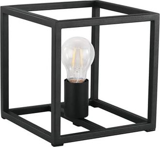 Eglo Tischlampe Eldrick, Nachttischlampe Kubus, Tischleuchte Wohnzimmer aus Metall in Schwarz, E27 Fassung