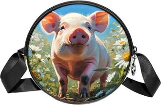 Generic Sac &agrave; bandouli&egrave;re rond pour femme, petit sac &agrave; bandouli&egrave;re avec fermeture &eacute;clair, bretelles r&eacute;glables, style d&eacute;contract&eacute;, pour femmes et filles