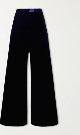 Etro Pantalon Large En Velours - Bleu