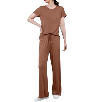 Generic V&ecirc;tements de sport 2 pi&egrave;ces pour femme 2026 automne 2026 Pull &agrave; manches longues et pantalon long Ensemble de jogging pour femme, kaki, XXL