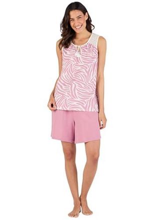 Damart Pyjashort en Maille Jersey Pur Coton Femme Rose Imprim&eacute; Taille 46-48 (L)