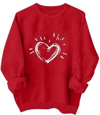 Generic Veste polaire sans femme - Sweat-shirt rouge avec motif coeur - Coupe ample - Manches longues - Col rond - Pull &agrave; capuche - Haut de f&ecirc;te, bleu, XXL