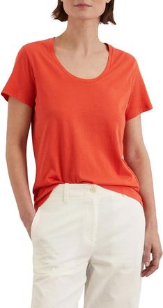 Marc O'Polo Damen T-Shirt aus Bio-Baumwolle Regular Fit, Rot (Burnt Red), XS
