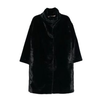 Herno Manteau Long en Fausse Fourrure &Eacute;cologique - Femme - Manteaux - Noir - Taille: 42 FR