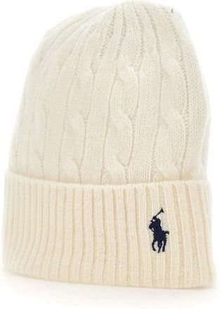Polo Ralph Lauren Femme, Accessoires, Blanc, Taille: ONE Size Cable Wool-Cashmere Beanie