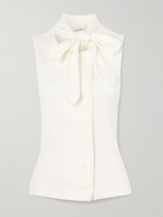 Christophe Lemaire Haut En Jersey De Coton Et De Lin M&eacute;lang&eacute;s Stretch C&ocirc;tel&eacute; &Agrave; Foulard - Blanc