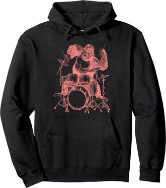 Seembo Gorilla Spieltrommeln AFFE Funny Animal Rock Drummer Pullover Hoodie