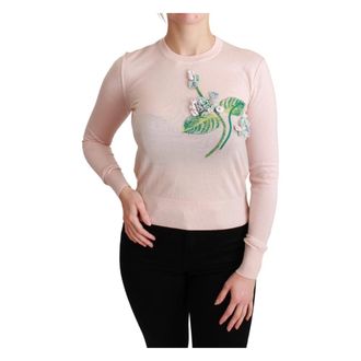 Dolce & Gabbana Rundhals-Pullover mit langen &Auml;rmeln - - Knitwear - Damen - Rosa - 2XS