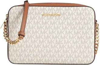 Michael Kors Femme, Sacs, Blanc, Taille: ONE Size Sac bandoulière grand modèle Jet Set à logo imprimé