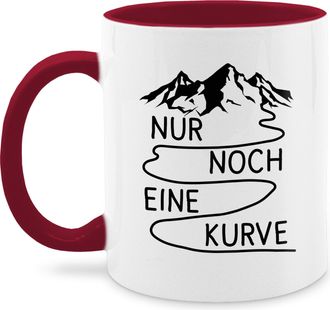 Shirtracer Tasse Tassen 325ml - Wandern - Nur noch eine Kurve - 325 ml - Bordeauxrot - wanderfreunde berg geschenk f&uuml;r wanderer berge bergen wander kurven spr&uuml;ch