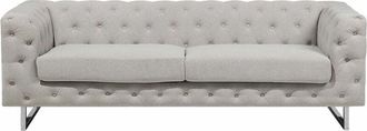 Beliani Beliani - Sofa Beige Polsterbezug 3-Sitzer Chesterfield Stil Modern Wohnzimmer