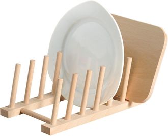 KESPER 11393 Tellerst&auml;nder f&uuml;r 6 Teller, Buchenholz, Ma&szlig;e: 25 x 14 x 8 cm