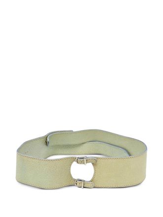 Marni ceinture en cuir &agrave; boucle ovale - Vert