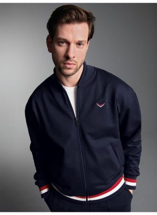 Trigema Sweatjacke TRIGEMA Collegejacke mit kontrastfarbigen Elementen (1-tlg)