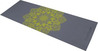 Tunturi New Fitness PVC Yogamatte - Fitnessmatte 4mm dick - Anthrazit mit Aufdruck