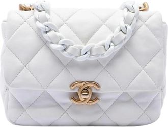 Chanel Sac bandouli&egrave;re vintage &agrave; rabat pr&eacute;-poss&eacute;d&eacute; - Femme - Pre-owned - Blanc - Taille: ONE Size