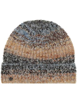 Loevenich Elastische Beanie | Buntes Strickmuster | OneSize | Damen Winterm&uuml;tze Caramel