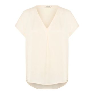 Soaked In Luxury Haut f&eacute;minin blanc avec col en V - Femme - Blouses et Chemises - Blanc - Taille: 36 FR