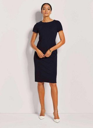 Madeleine Midikleid Cocktailkleid mit Rundhalsausschnitt Eventkleid mit Kurzarm, Ziernähten und knieumspielender Länge