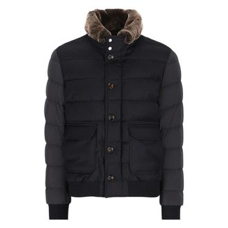 Moorer Homme, Vestes, Bleu, Taille: L Manteau matelass&eacute; &agrave; garniture en fausse fourrure