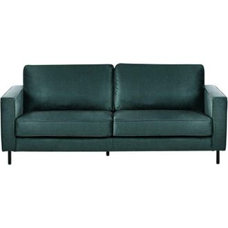 Beliani 3-Sitzer Sofa Dunkelgr&uuml;n Samt mit Schwarzem Metallgestell Sitzkissen Armlehnen Klassisch Industrie Design Wohnzimmer Schlafzimmer Polstersofa