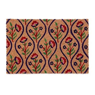 Relaxdays Fu&szlig;matte Blumen, T&uuml;rvorleger Kokos, 60 x 40 cm, rutschfest, wetterfest, Schmutzfangmatte innen & au&szlig;en, bunt