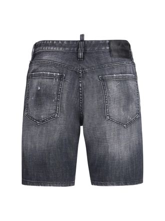 Dsquared2 Mens Washed Marine Shorts Black Cotton; Elastane Bermuda