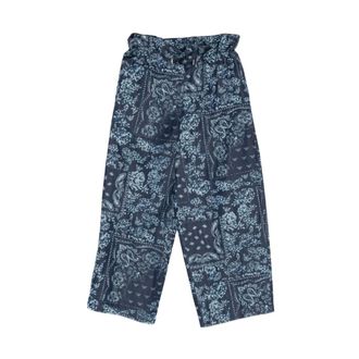 Emporio Armani Femme, Pantalons, Bleu, Taille: 40 FR Pantalon &agrave; Taille &Eacute;lastiqu&eacute;e et Imprim&eacute; Paisley en Coton