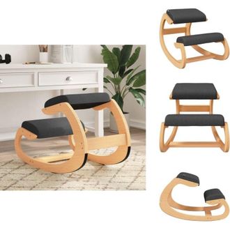 vidaXL Kniestuhl Schwarz 55x84x55 cm Birkensperrholz - Holzsessel - B&uuml;rostuhl - Ergonomie Stuhl - Schaukelsitz - Kniehocker