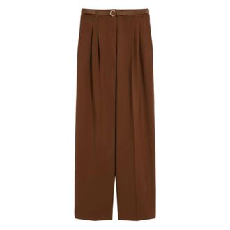 Max Mara Flie&szlig;ende Hose aus reiner Wolle - - Trousers - Damen - Braun - XL