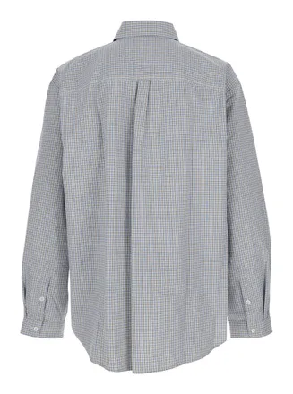 ERL Mens Beige Shirt With Check Motif And Logo Cotton