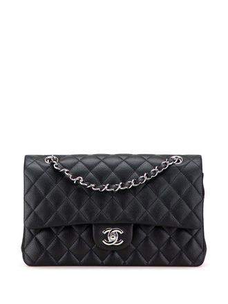 Chanel sac port&eacute; &eacute;paule Double Flap m&eacute;dium (2010-2011) - Noir