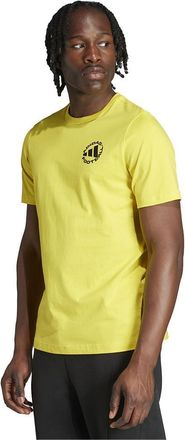 adidas Mens Football Sticker Graphic T-Shirt Yellow XL