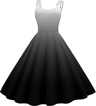 Generic Femme Robe R&eacute;tro Ann&eacute;es 50s 60s Party Robes Cocktail Chic 1950s Audrey Hepburn A-Line Swing Polka Dot Robe Femme Soiree Chic Et Elegant sans Manche Mi