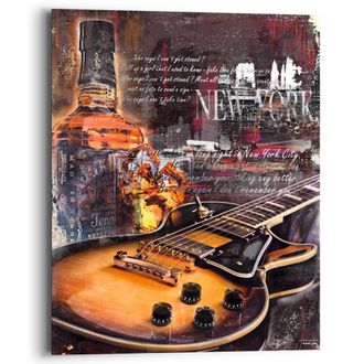 Reinders Wandbild, Gitarre & Whiskey, Hobbyraum, Bilder, Wanddeko, Room Decor, MDF, Braun, 50 x 40cm