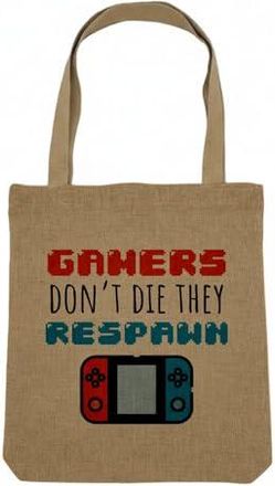 Fabulous Sac Shopping Tote Bag Aspect Lin - Gamers Dont Die They Respawn/Jeux Vid&eacute;o Retro Gaming Arcade - Sac de Courses Toile Epaisse 360g Beige Naturel Cabas