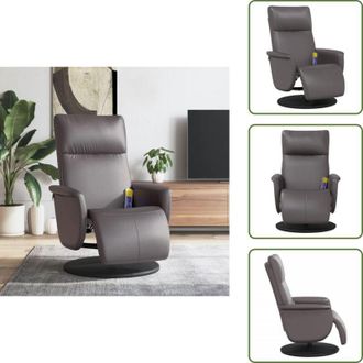 vidaXL The Living Store - Massagesessel mit Fu&szlig;teil Grau Kunstleder - Massage Stuhl - Relaxstuhl - Gesundheitsprodukt - Entspannung - Komfort