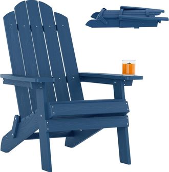 Generic Adirondack Klappstuhl, wetterbest&auml;ndig, Kunststoff, Feuerschalenst&uuml;hle aus Kunststoff, Outdoor-St&uuml;hle f&uuml;r Feuerstelle, Sitzgelegenheit, Marineblau