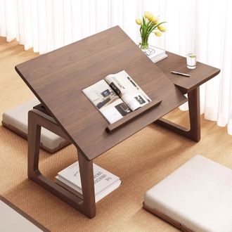 Generic Kleiner Japanischer Bodentisch, Klappbarer Couchtisch, Knietablett mit Kippbarer Platte, für Arbeitszimmer, Unterhaltung