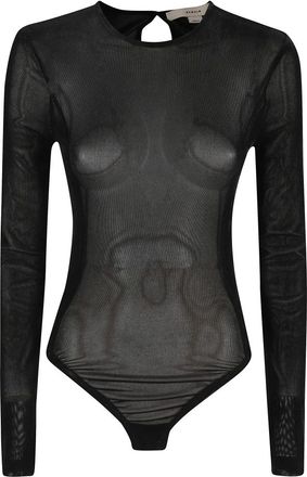 Remain Femme, Tops, Noir, Taille: 36 FR Body en velours et résille à manches longues