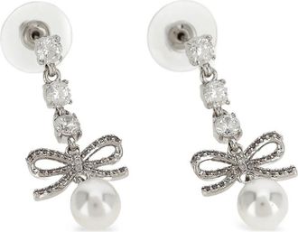 Self Portrait Bow Crystal-charm Earrings