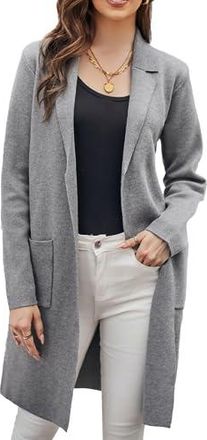 Grace Karin Gilet Hiver Long Elegant Cardigan Ouvert de Travail Pull Manteau Tren Femme Grande Taille Gris -4 XXL