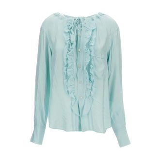 Plan C Plan C, Femme, Blouses et Chemises, Bleu, Taille: 34 FR Chemisier &agrave; volants