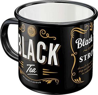 Nostalgic Art Retro Emaille-Tasse, 360 ml, Black Tea - Geschenk-Idee für Tee-Liebhaber, Camping-Becher, Vintage Design
