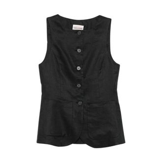 Semicouture Rundhals-Westen-&Auml;rmellos mit Knopfleiste - - Suits - Damen - Schwarzk - S
