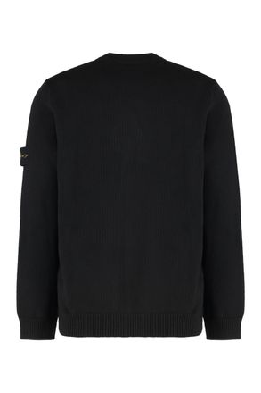 Stone Island Mens Crew Neck Cotton Sweater Black Sweatshirts