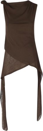 Ganni Femme, Tops, Brun, Taille: 40 FR Marl Mesh Tie Knot Top