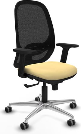 Piqueras y Crespo Hoher Schreibtischstuhl mit 2D-Armlehnen, h&ouml;henverstellbare Lendenwirbelst&uuml;tze, ausgestattet mit 3 Positionen und Schneideschaum, Schwarz/Cremefarben