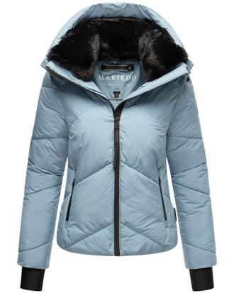 Marikoo Damen Winterjacke (XS-XXL) - leicht, 4 Taschen, Kapuze mit Reißverschluss abnehmbar, Steppjacke, Warme Jacke Frauen - N007 (S, P-Blue)